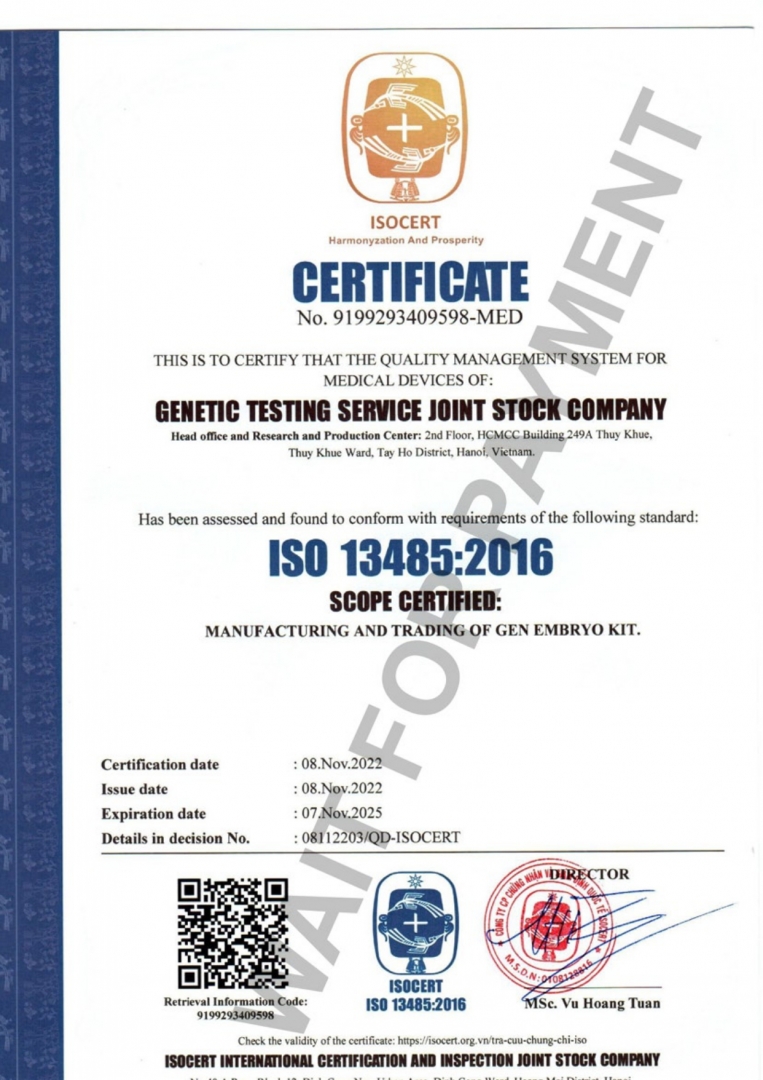GENTIS is pleased to receive ISO 13485:2016 Quality Management System ...